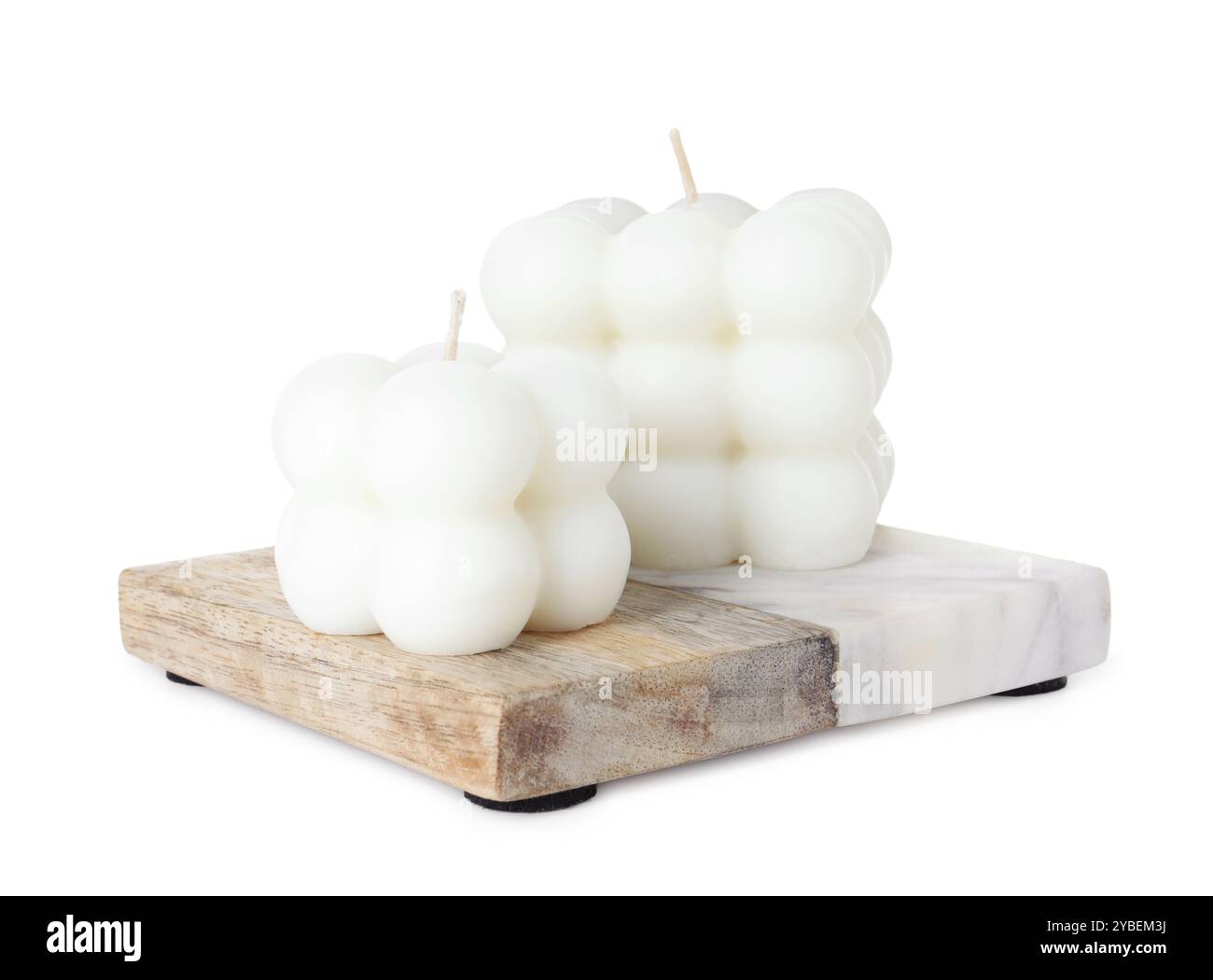 Two beautiful bubble candles isolated on white Stock Photo - Alamy