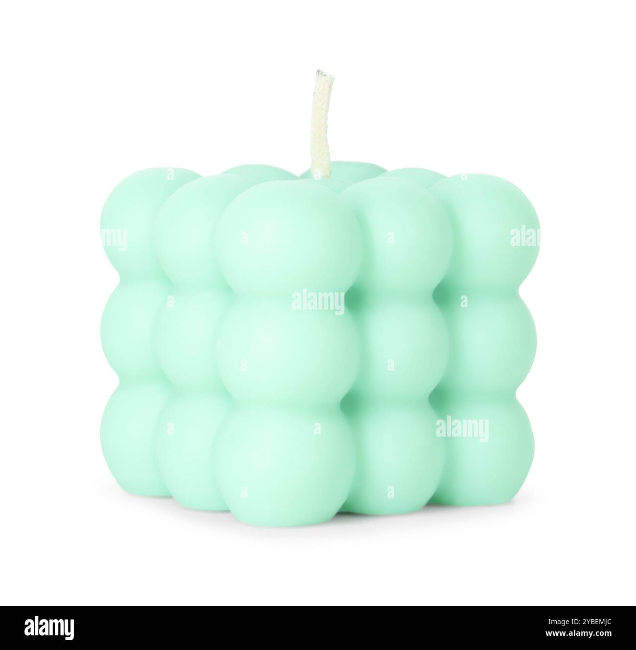 Beautiful turquoise bubble candle isolated on white Stock Photo - Alamy