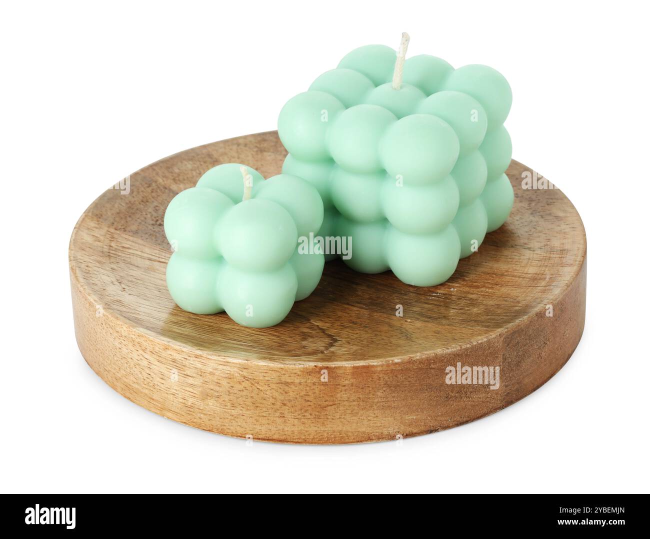 Beautiful turquoise bubble candles isolated on white Stock Photo - Alamy