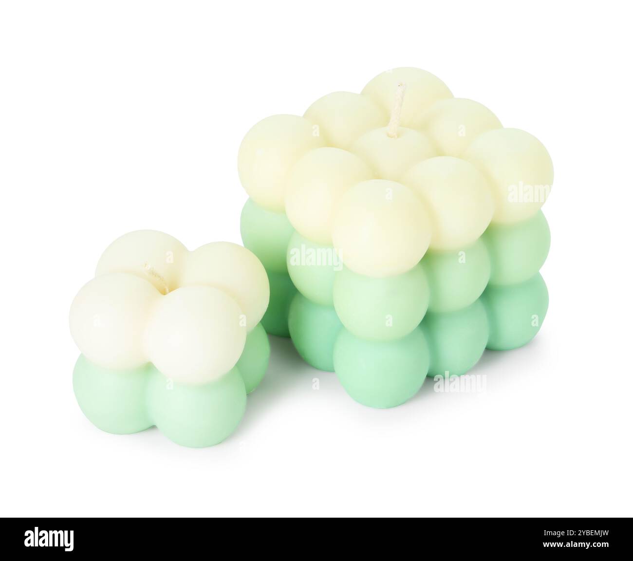 Two beautiful bubble candles isolated on white Stock Photo - Alamy