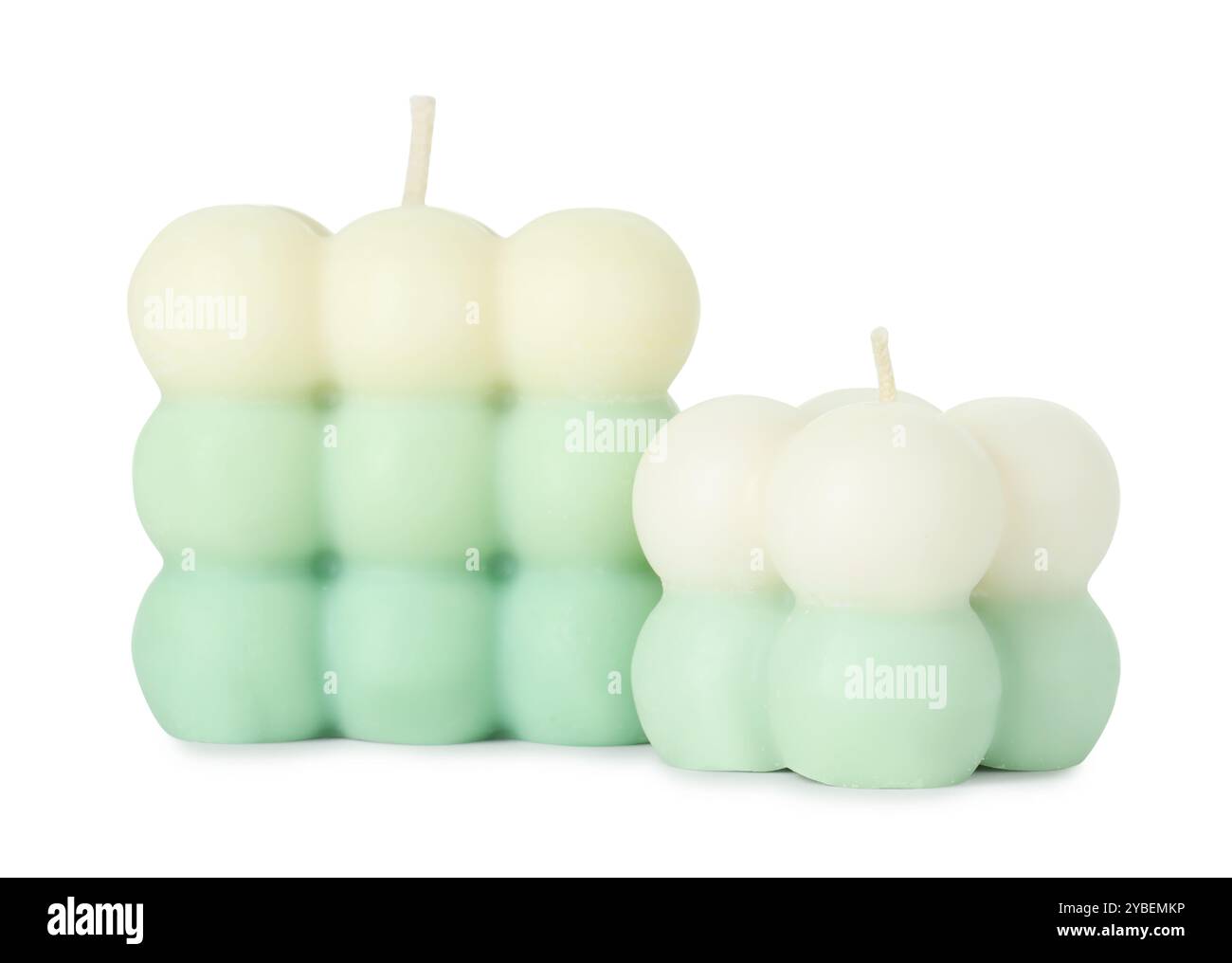 Two beautiful bubble candles isolated on white Stock Photo - Alamy