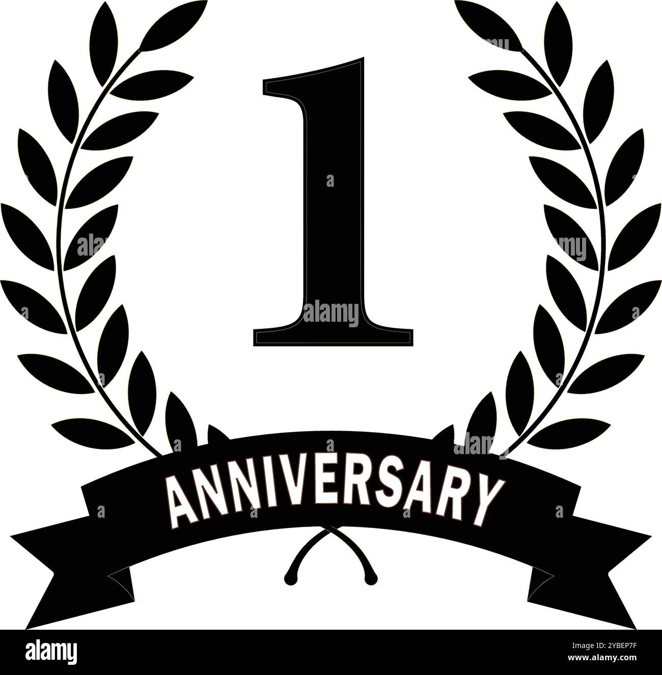 1st year anniversary, Black Leaves, Black rank, Black circular laurel ...