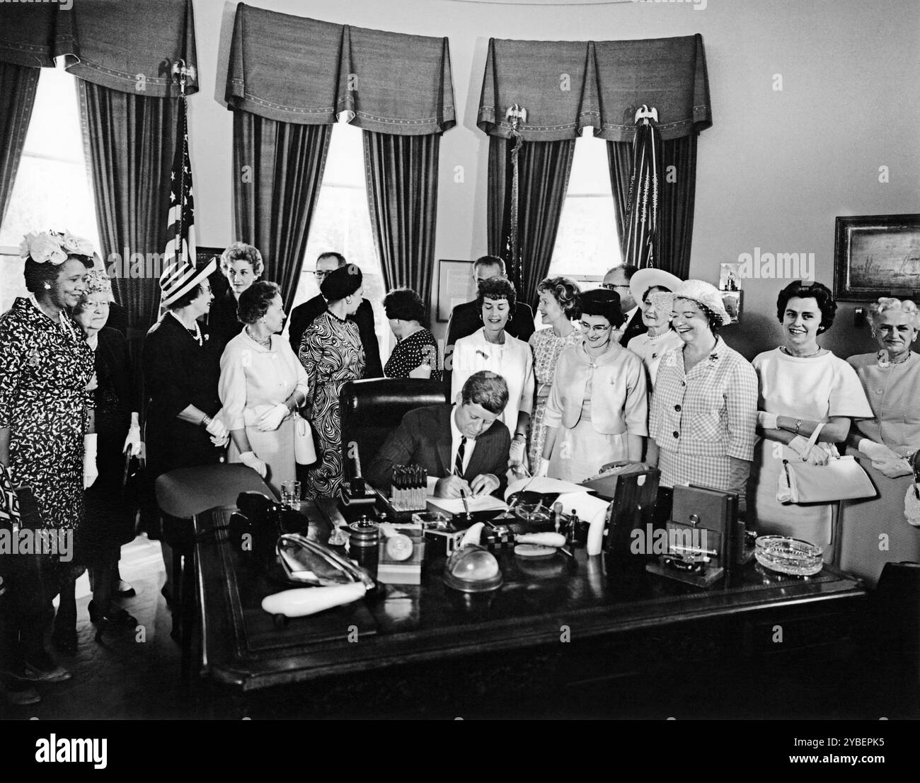 U.S. President John F. Kennedy signing Equal Pay Act, Oval Office ...