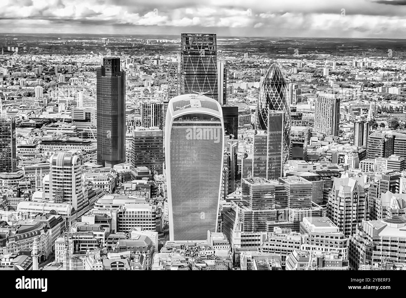 Aerial view of London City skyline, modern skyscrapers in London ...