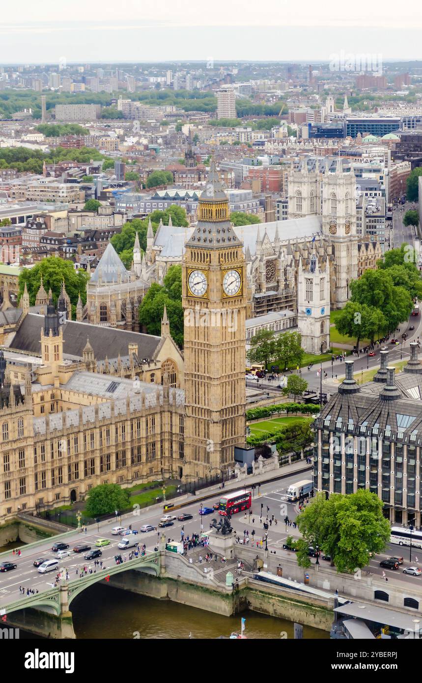 Aerial View of the Big Ben, Houses of Parliament, London, UK Stock ...