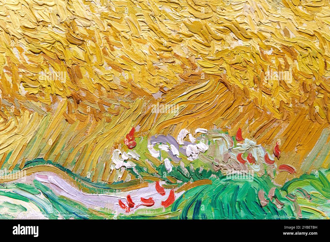 Detail, A Wheatfield, with Cypresses, 1889, Vincent Van Gogh (1853-1890 ...