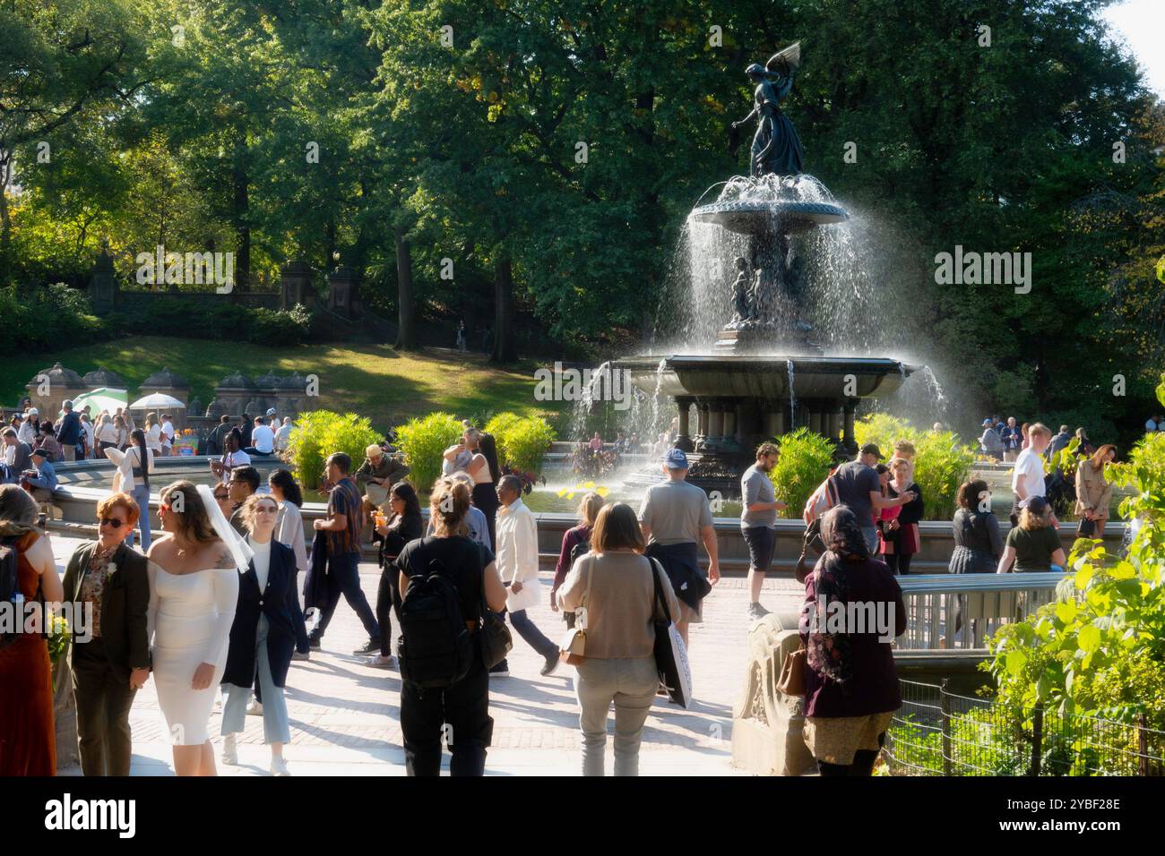 Bethesda Plaza in Central Park features Angel of the Waters Fountain ...