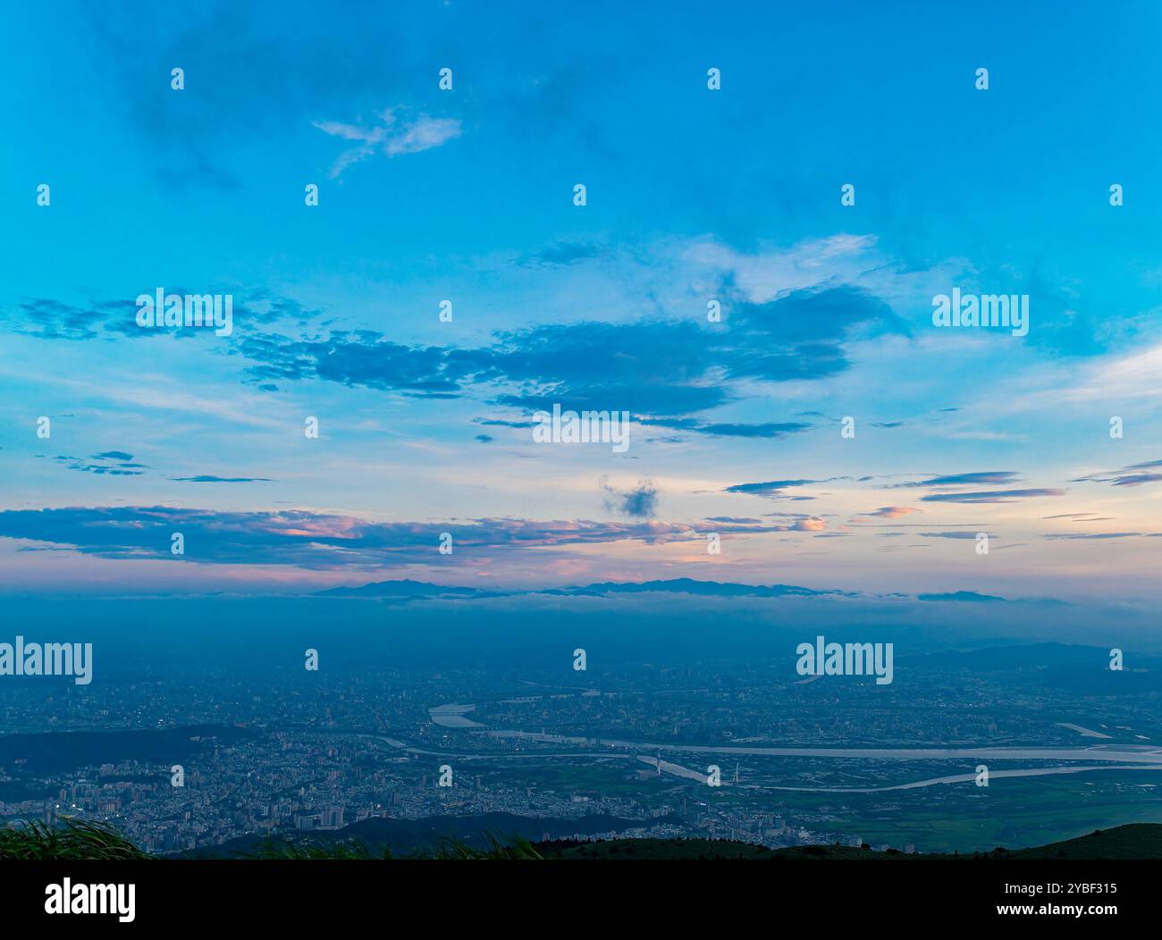 Sunset landscape from Mount Datun Air Navigation Station Lookout at ...