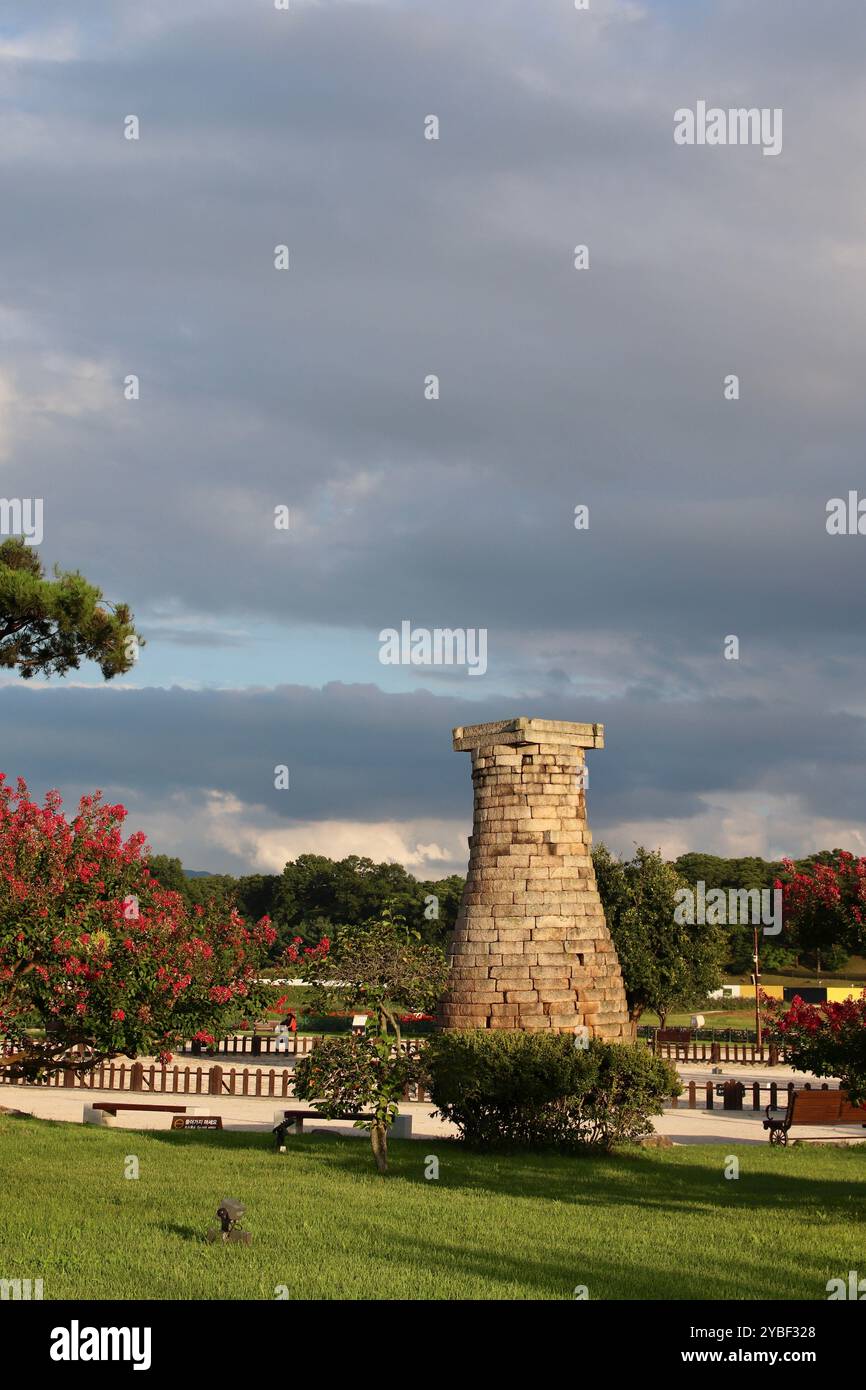 Ancient Stone Observatory Tower Cheomseongdae Surrounded by Blooming ...