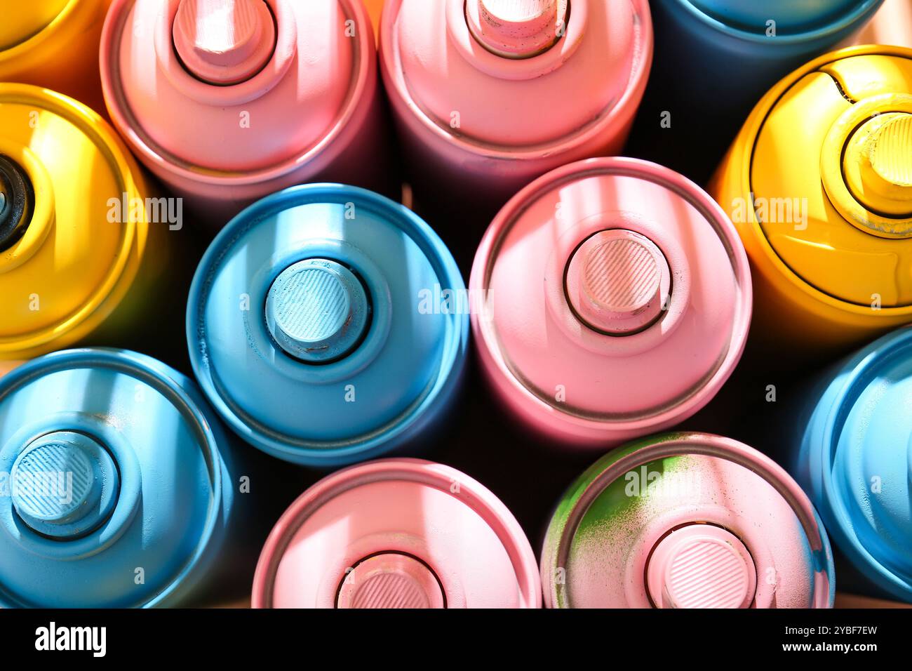 Different spray paint cans as background, closeup Stock Photo - Alamy