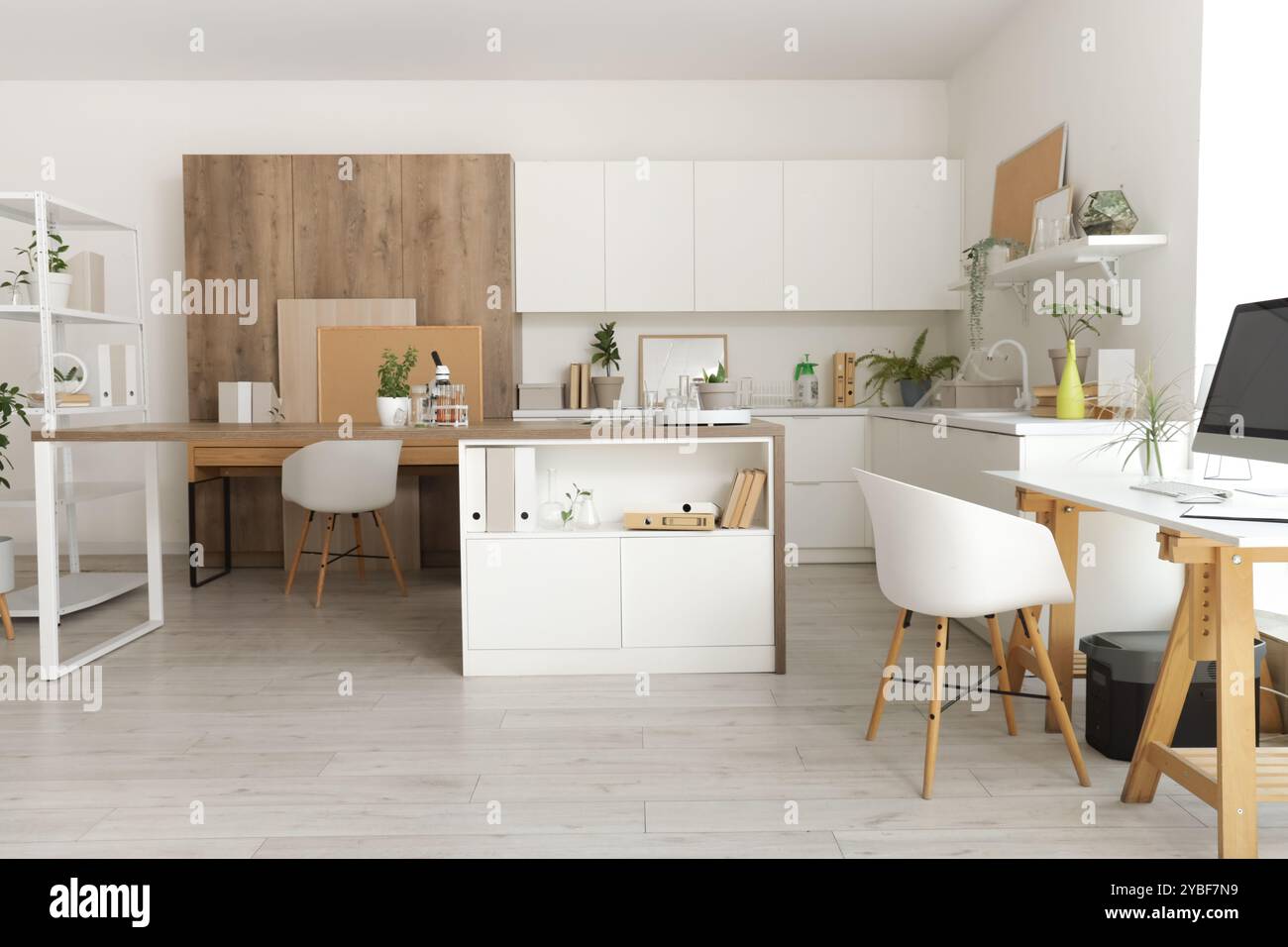 Interior of laboratory with tables and plants Stock Photo - Alamy