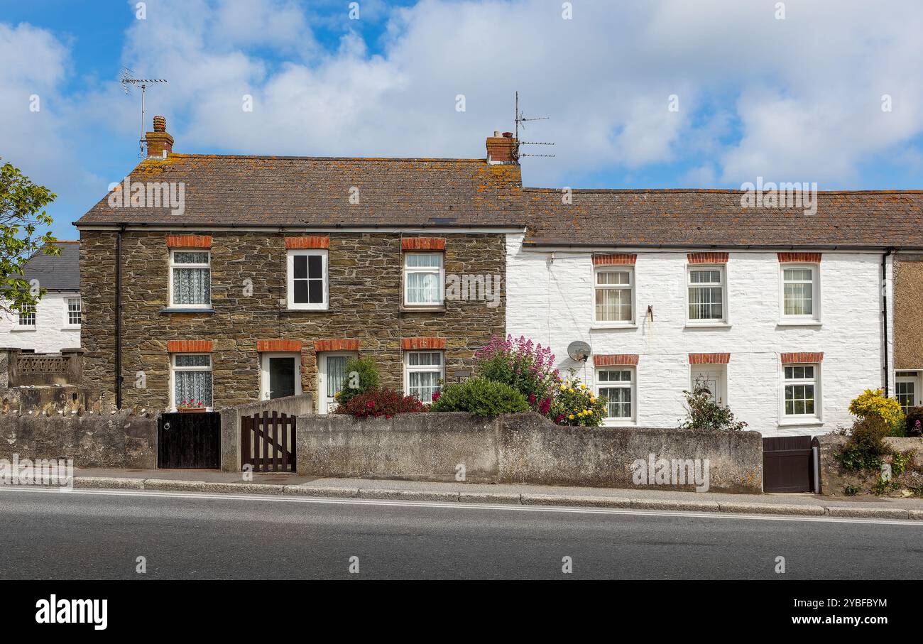 Old stone terrace houses typical in Cornwall UK Stock Photo - Alamy