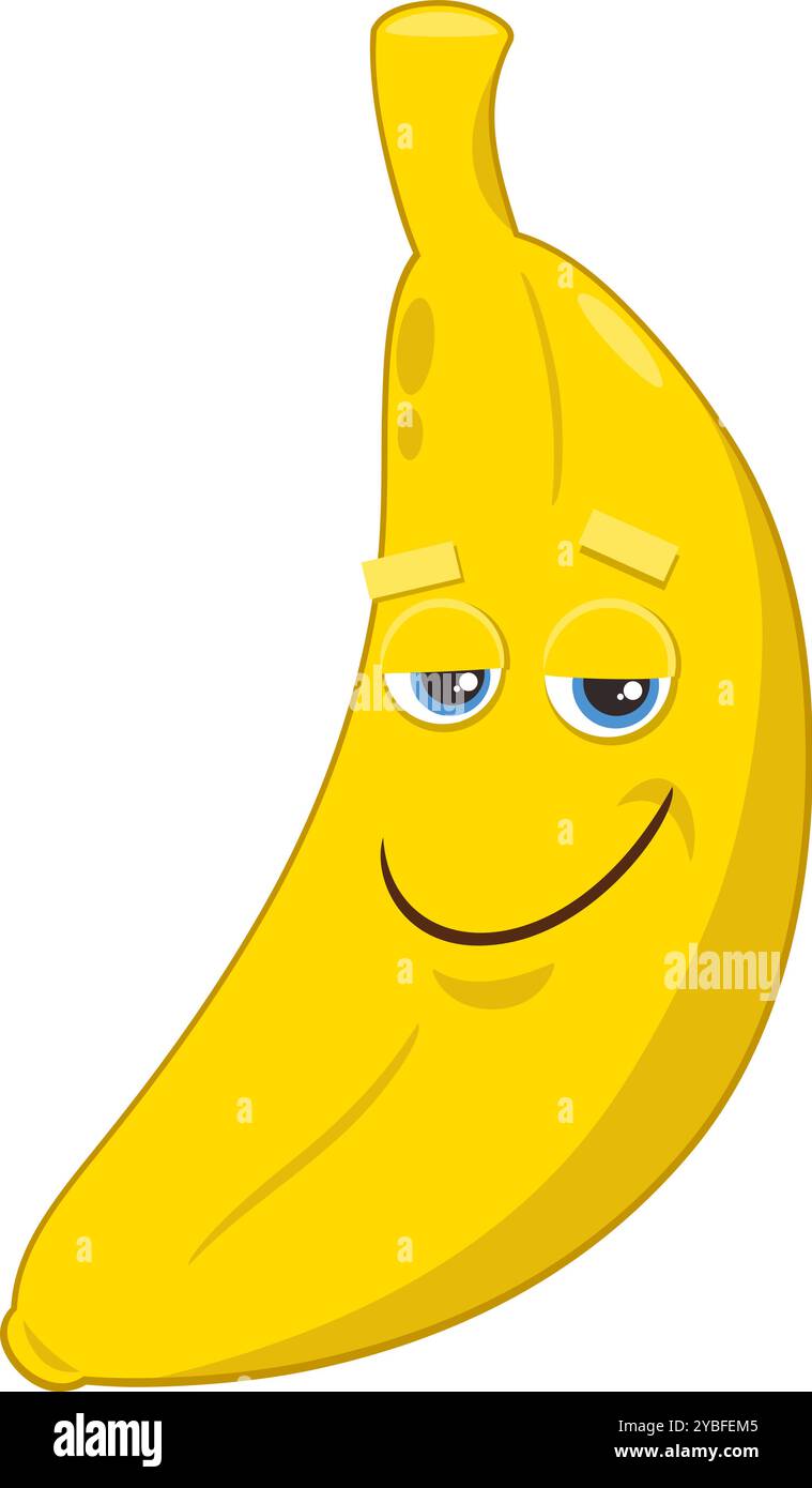 Cartoon illustration of funny banana fruit food object character Stock ...