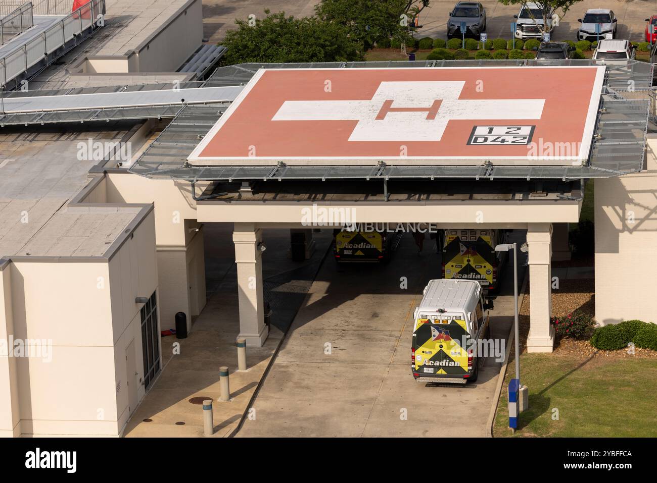 Monroe, Louisiana, USA - April 4, 2024: An ambulance pulls into a ...