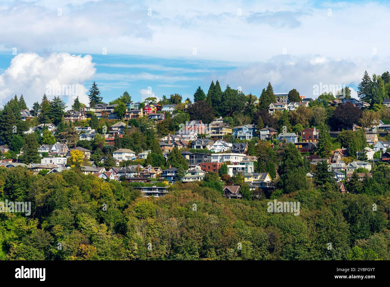 Seattle, Washington, USA - September 20, 2024: View of a hill in Seattle’s Magnolia neighborhood ...