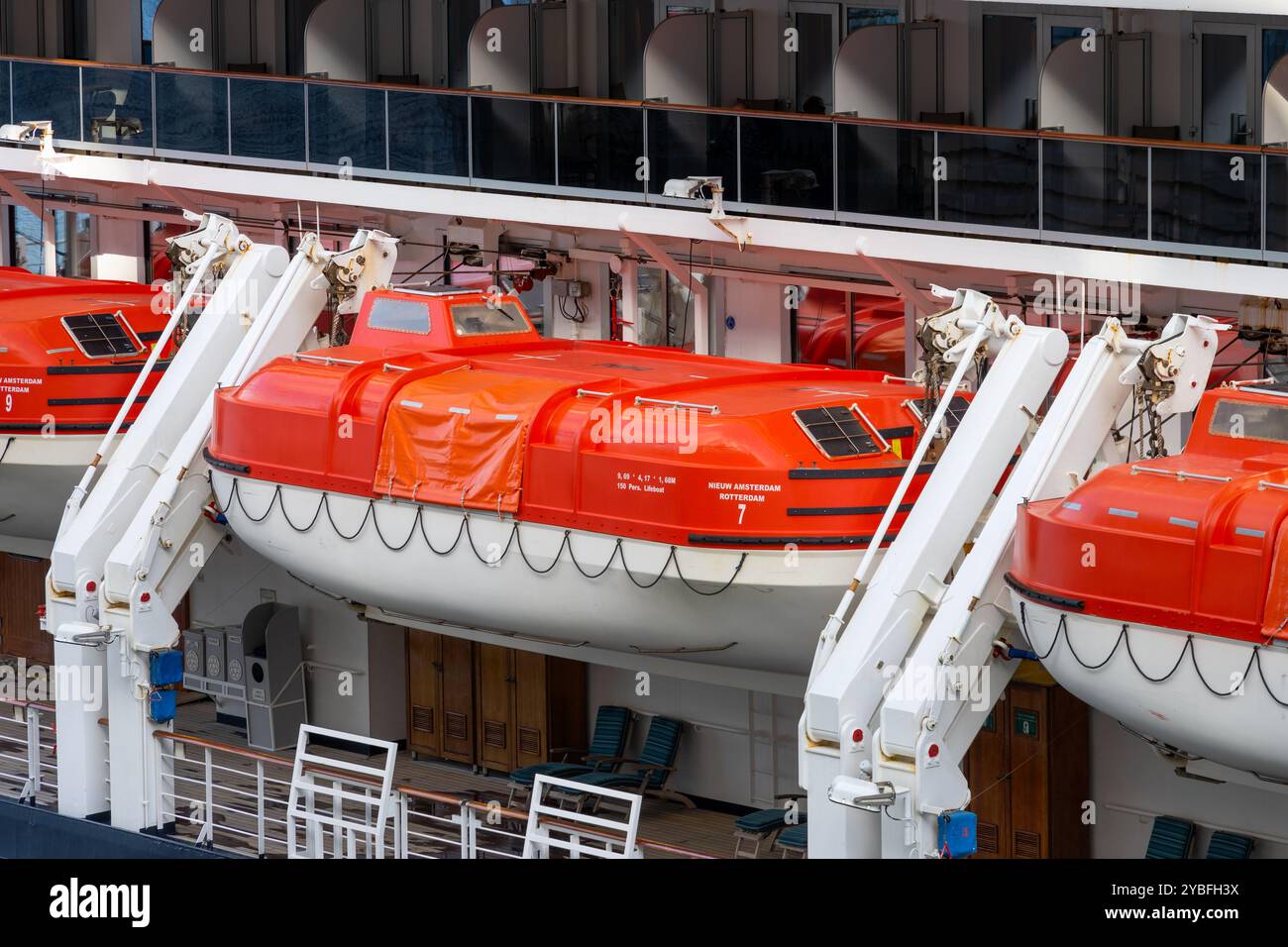 Sitka, Alaska, USA - September 24, 2024: Orange lifeboats on Holland ...