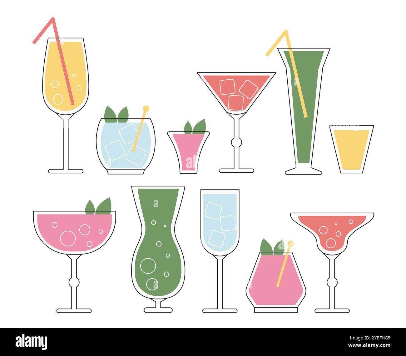 Old drawing cocktails Cut Out Stock Images & Pictures - Alamy
