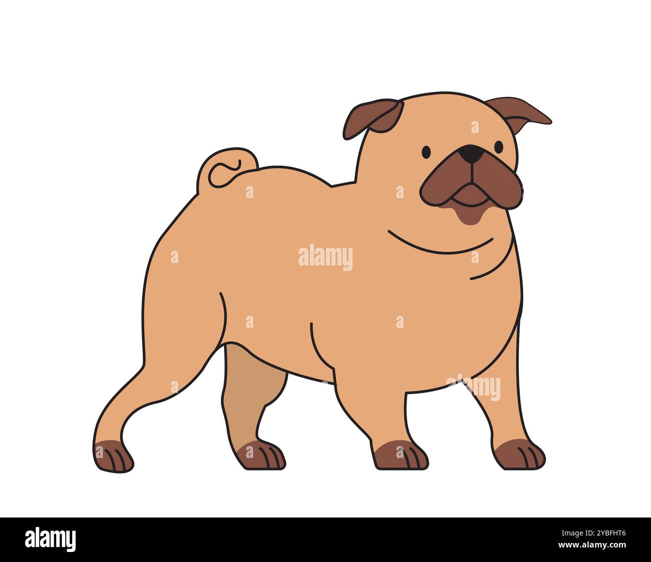 Cute minimalistic dog. Beige adorable bulldog. Cute domestic animal and ...