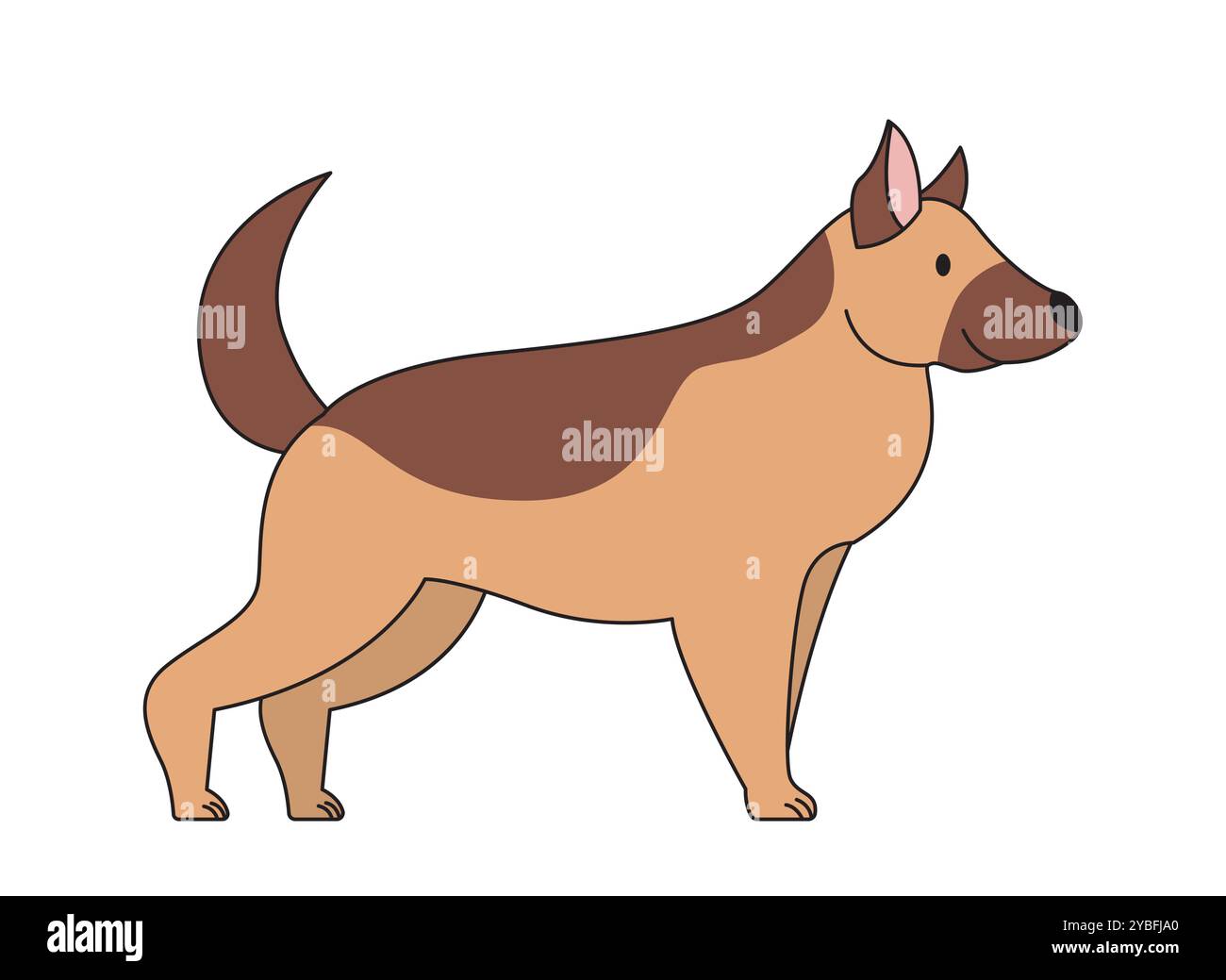 Cute minimalistic dog. Brown adorable shepher. Cute domestic animal and ...