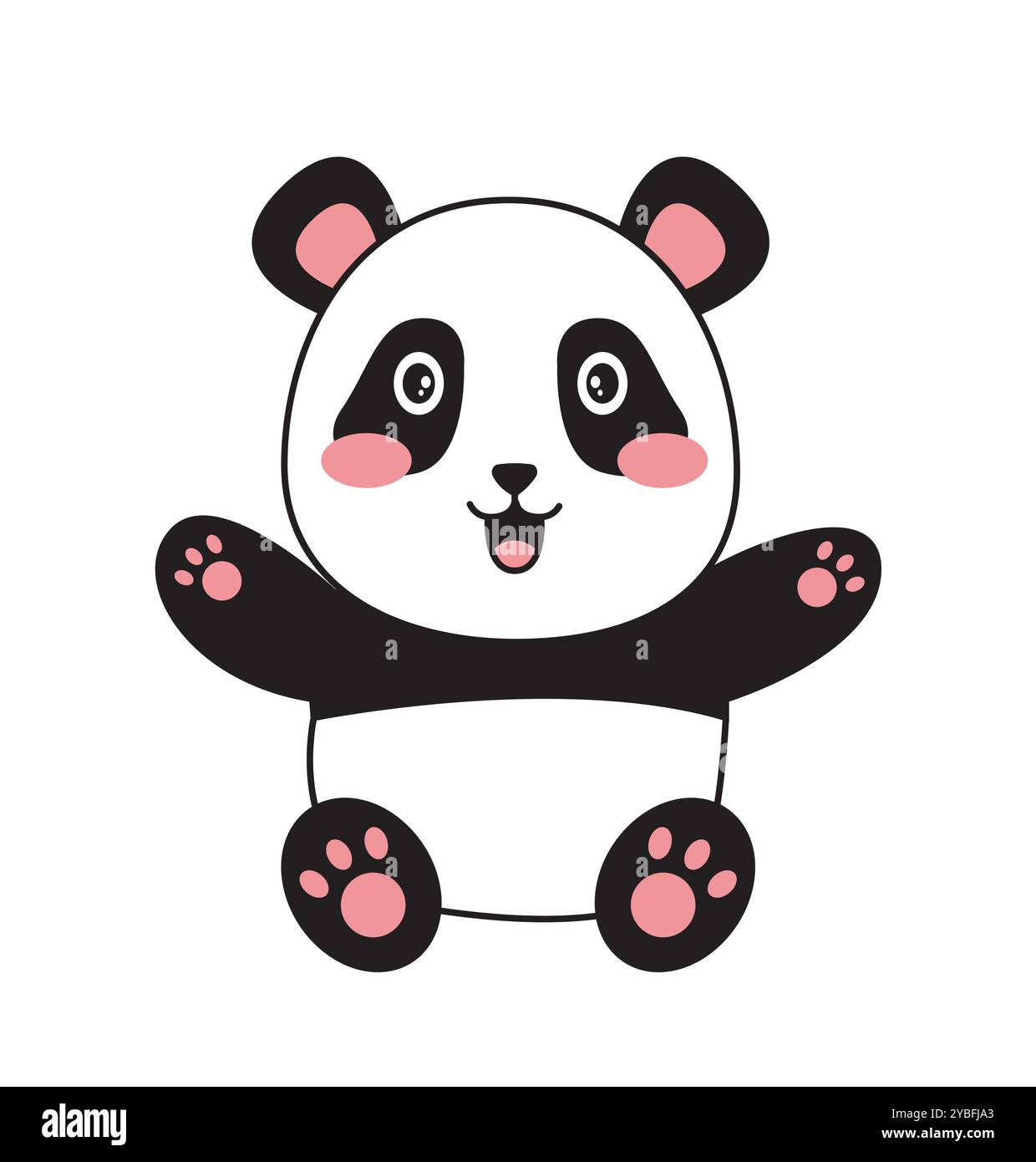 Cute minimalistic panda. Adorable asian animal. Cheerful mammal want ...