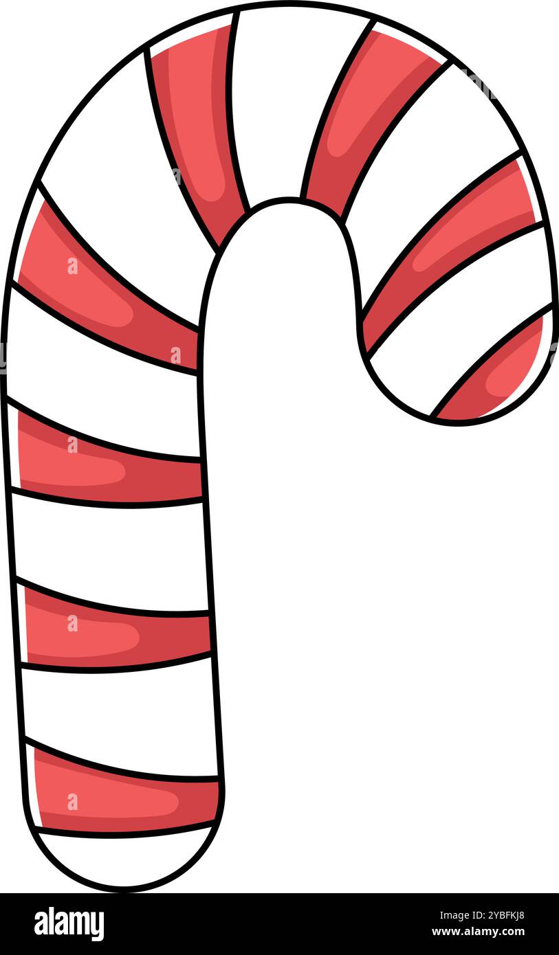 Candy cane illustration with red and white stripes, Vector Stock Vector ...