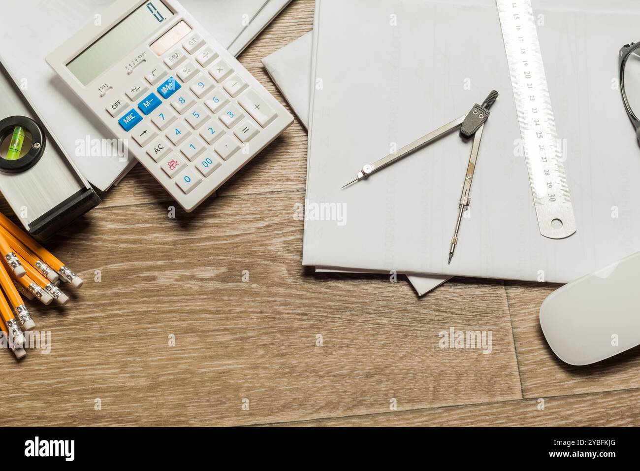 Set of architect tools Stock Photo - Alamy