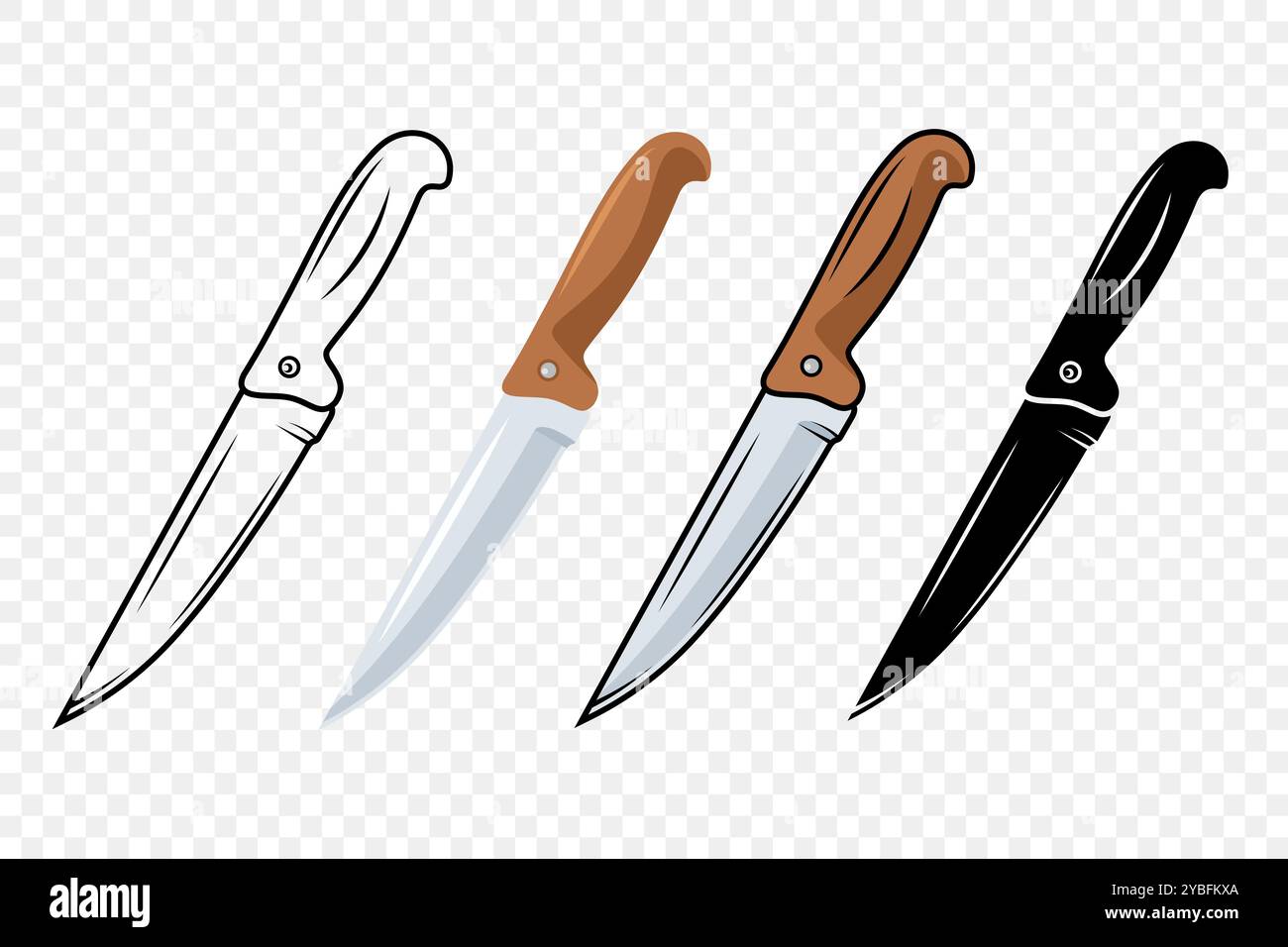 Vector Kitchen Knife Icon Set. Chef Knife with Sharp Blade, Kitchen ...