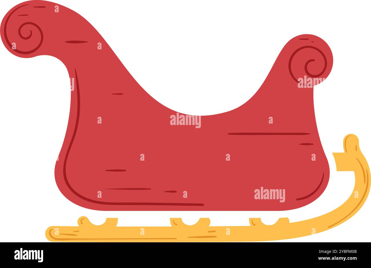 Red Christmas sleigh illustration with golden runners, Vector Stock ...