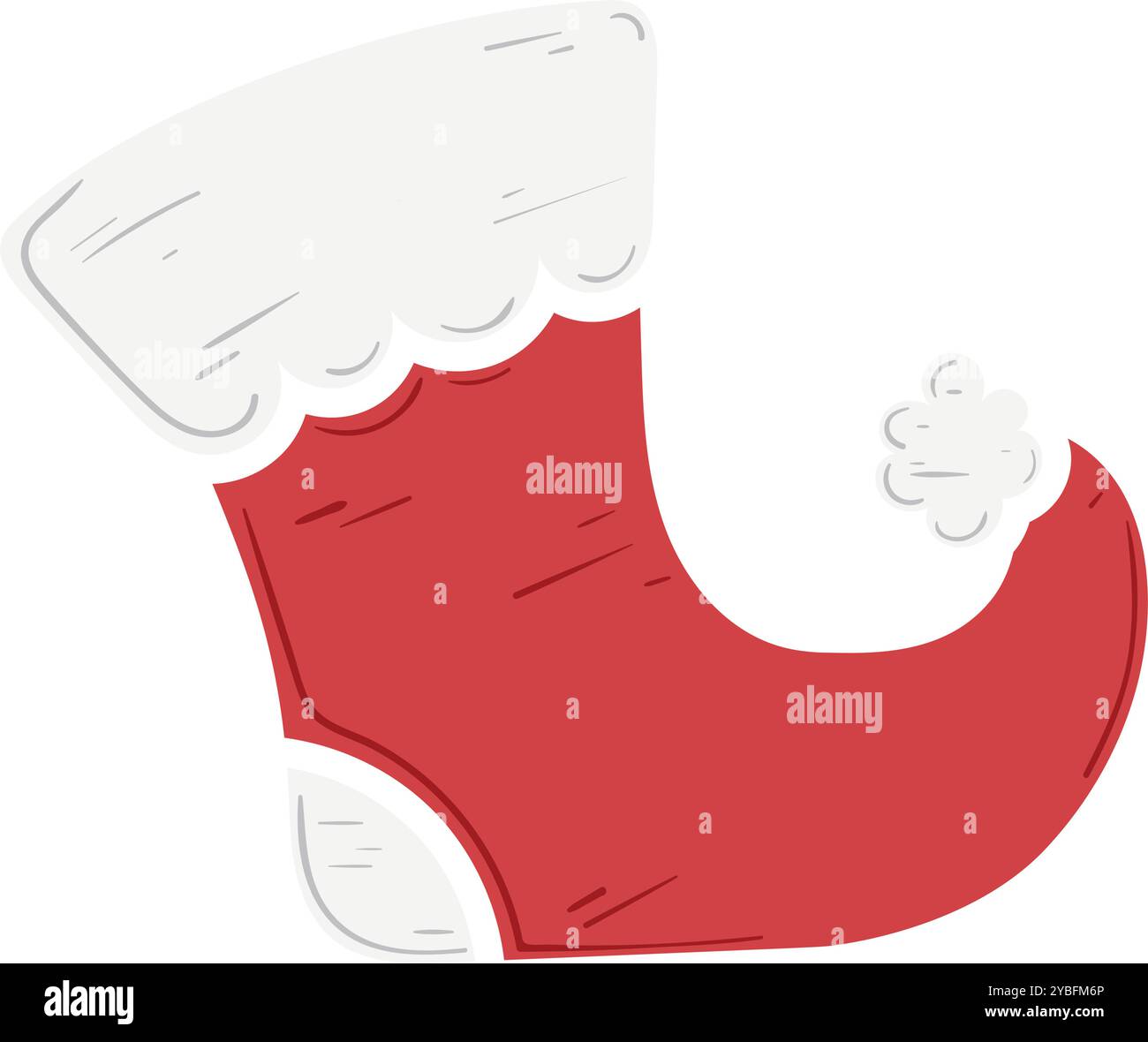 Christmas stocking illustration in red with white trim, Vector Stock ...