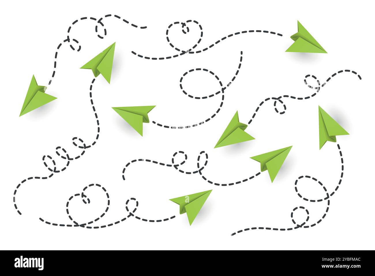 Vector Realistic Green Paper Planes Collection. Paper Plane Icon Set ...