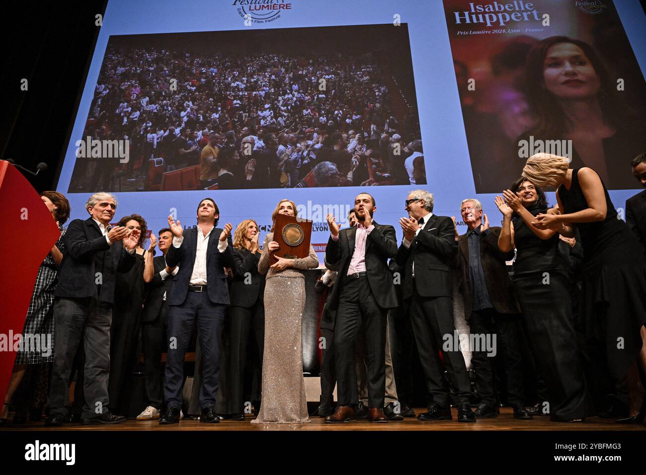 Lyon, France. 18th Oct, 2024. Isabelle Huppert, Ronald Chammah and ...