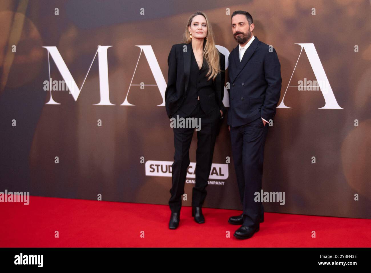 Angelina Jolie and Pablo Larrain attending the Maria Premiere during ...