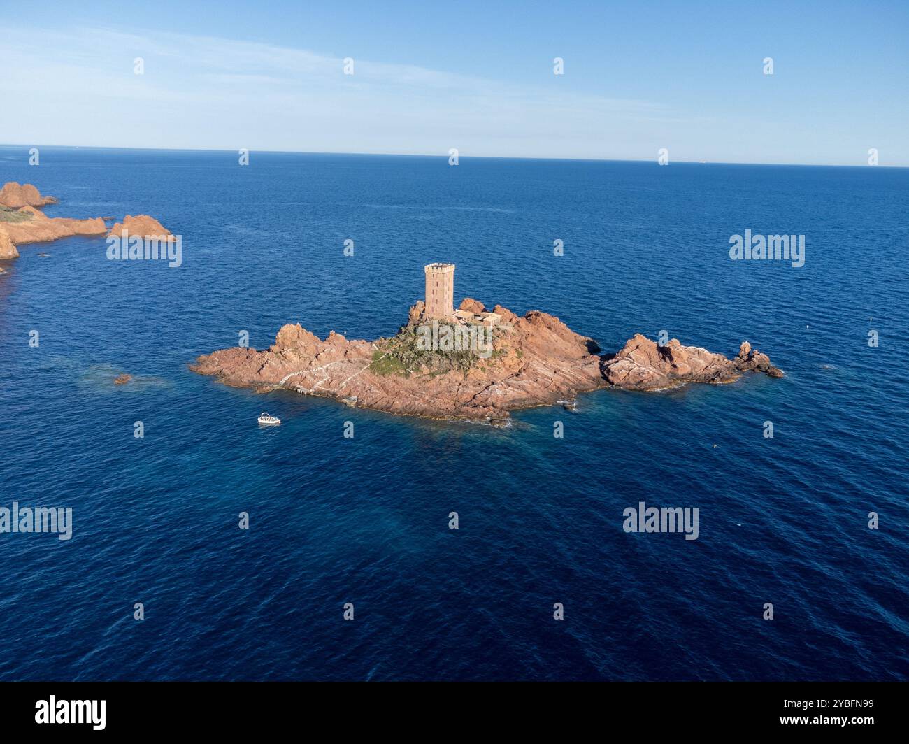 Aerial view of Île d'or and Doctor Luthaud tower, in Massif de l ...