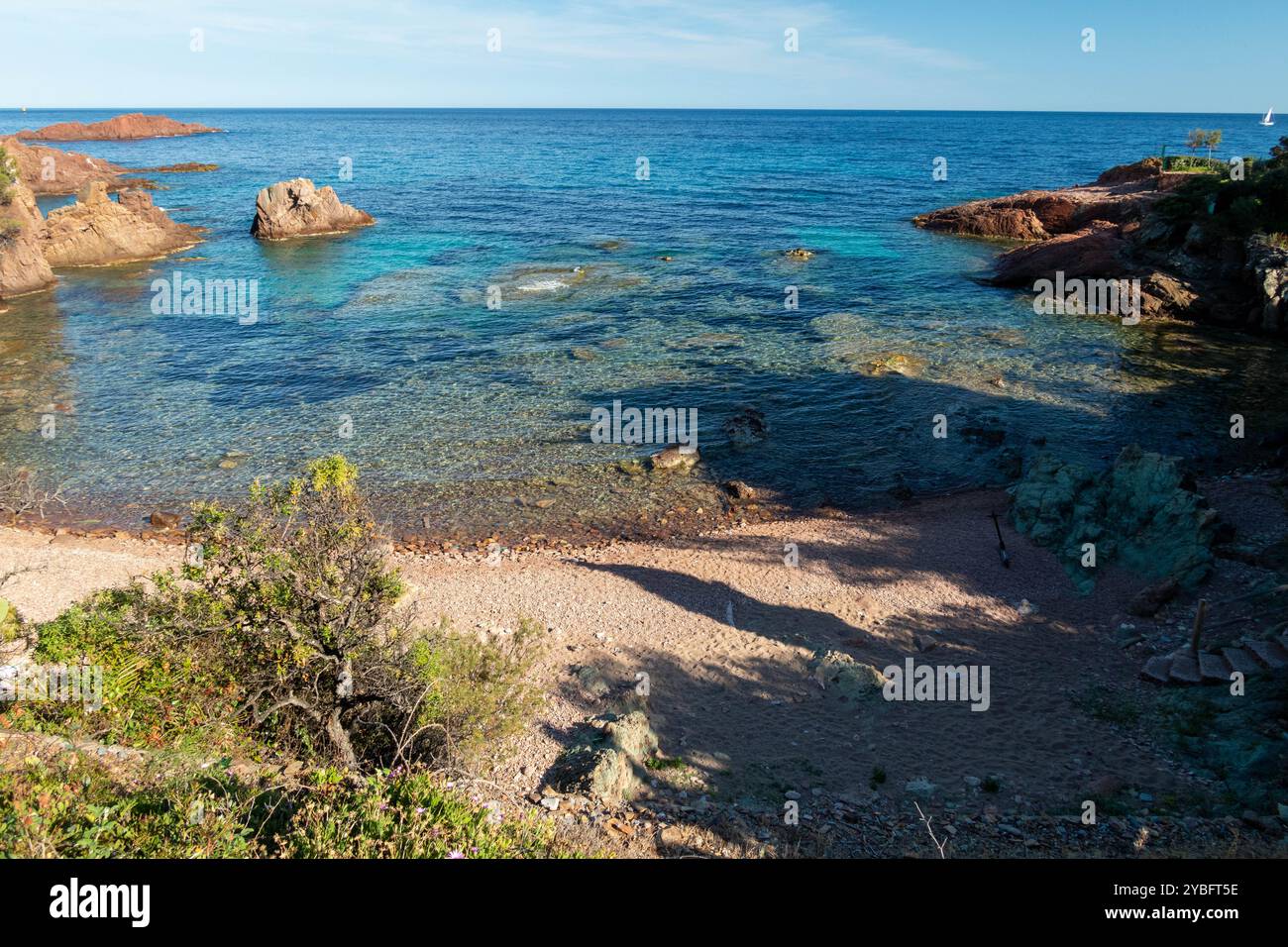 La Baumette beach, in Agay, in Saint-Raphaël, in Massif de l'Estérel ...