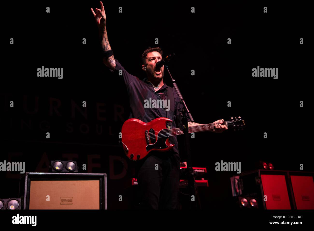 British indie rocker, Frank Turner, performing with his Sleeping Souls ...