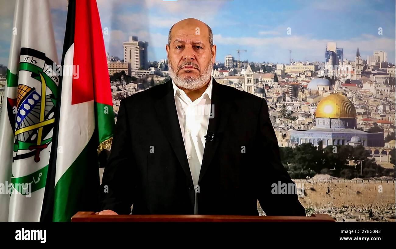 Gaza. 18th Oct, 2024. An image grab taken from Hamas Al-?Qsa TV shows ...