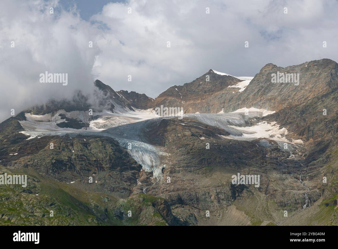 Stunning Alpine Glacier and Mountain Peaks at Bernina Pass in Summer ...