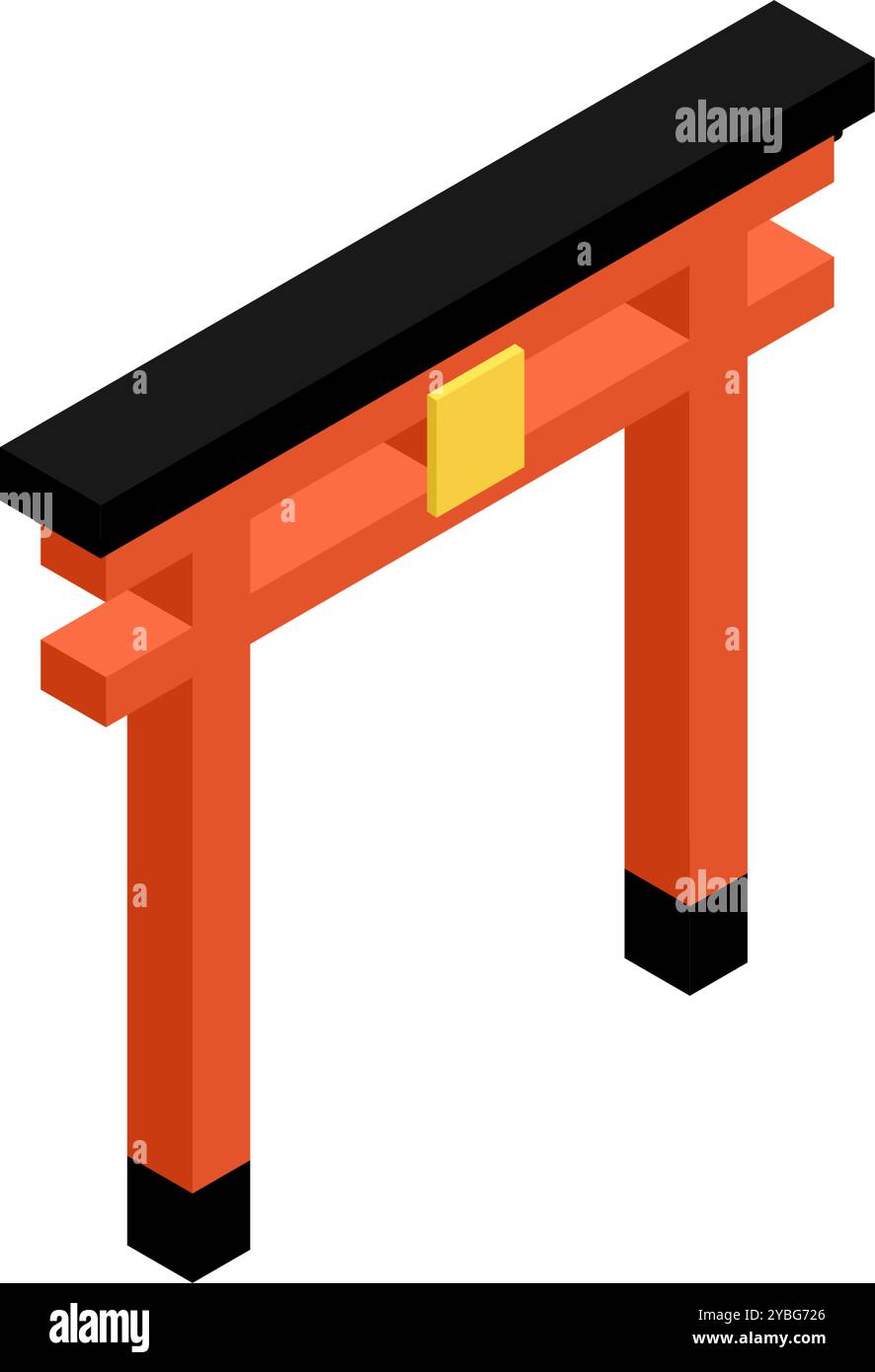Torii gate of a Japanese shrine, isometric icon, Vector Illustration ...