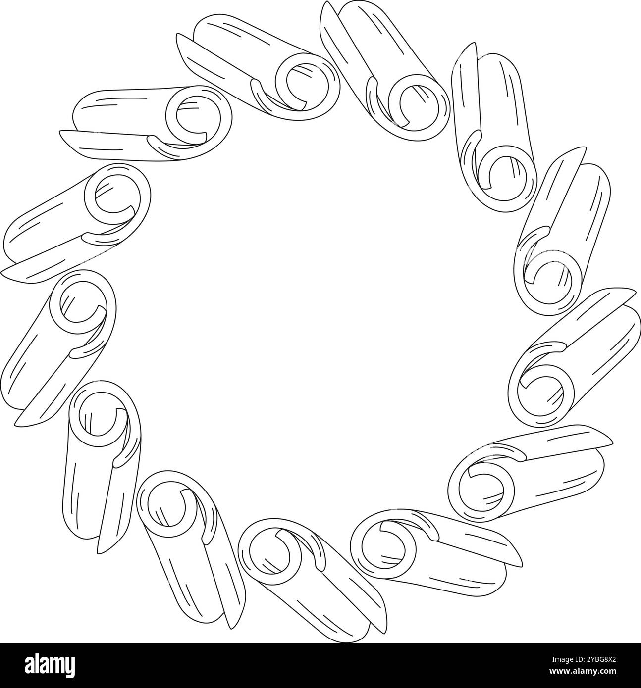 Cinnamon stick Outline Round Frame border with copy space in trendy ...