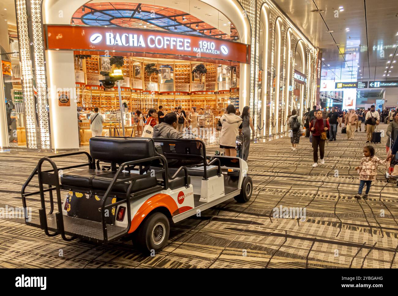 Singapore Airport Terminal 3, Bacha coffee store, airport cart ...