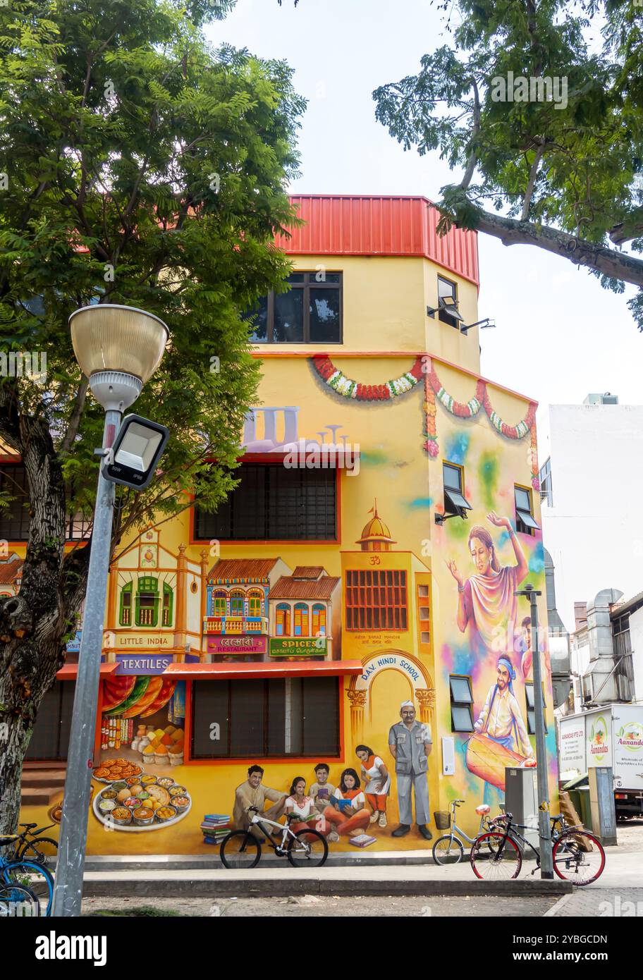 Bengal square murals depicting scenes from life of Indian community ...