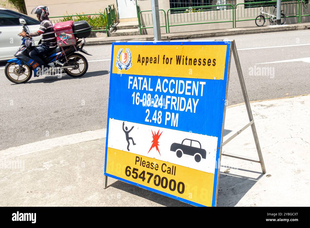 Roadside banner - "Appeal for witnesses - fatal accident 16-08-24 ...