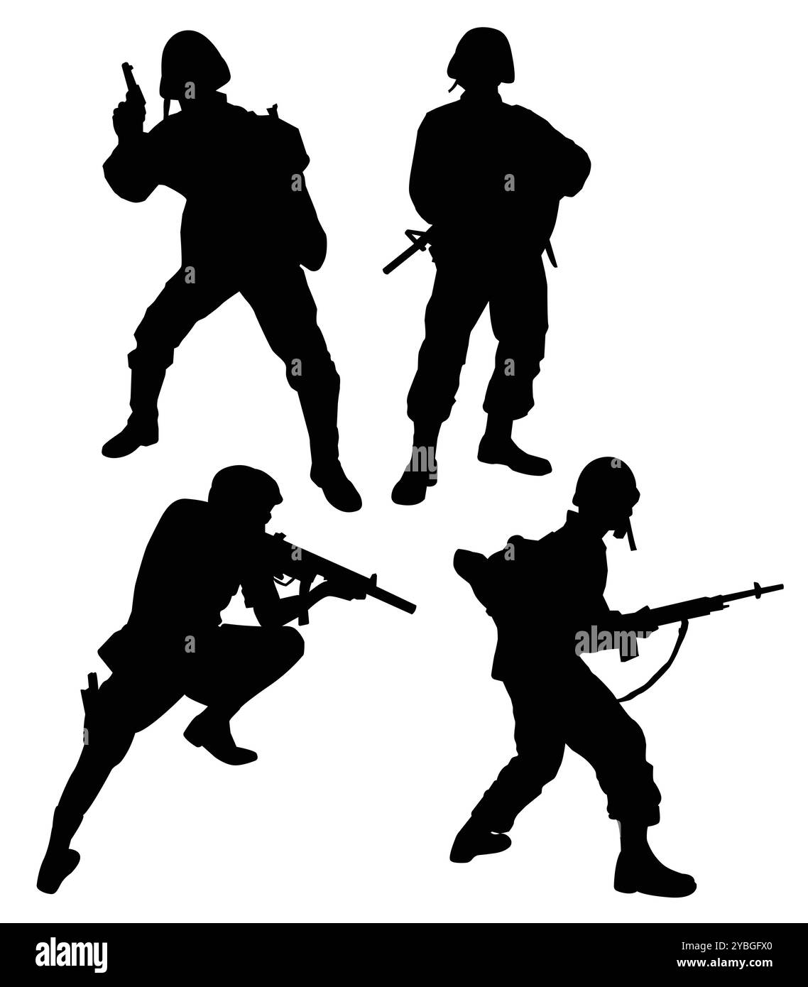 army soldier male and female pose silhouette Stock Vector Image & Art ...