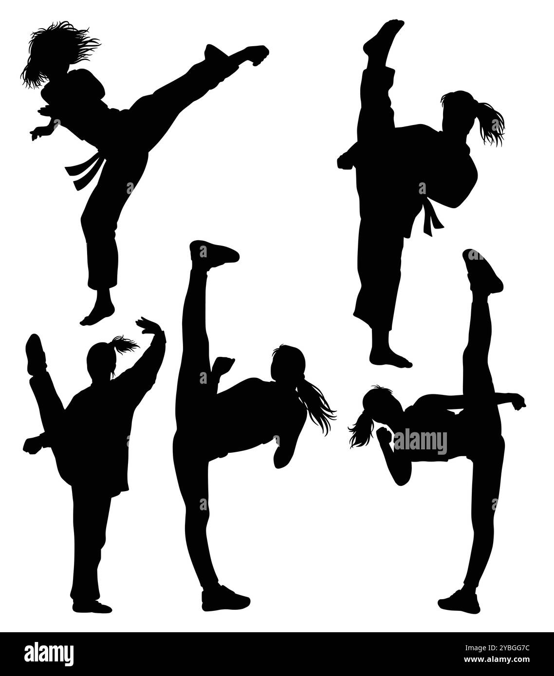 Flying Karate Kick Silhouette