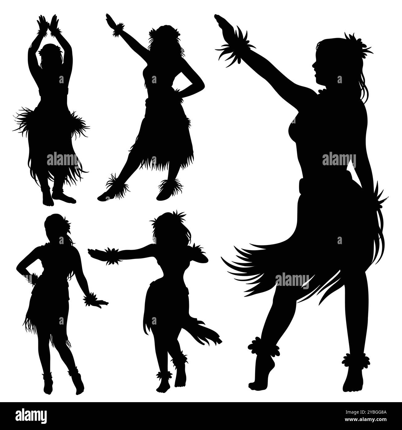 Hula girl hawaiian tahitian dance silhouette Stock Vector Image & Art ...