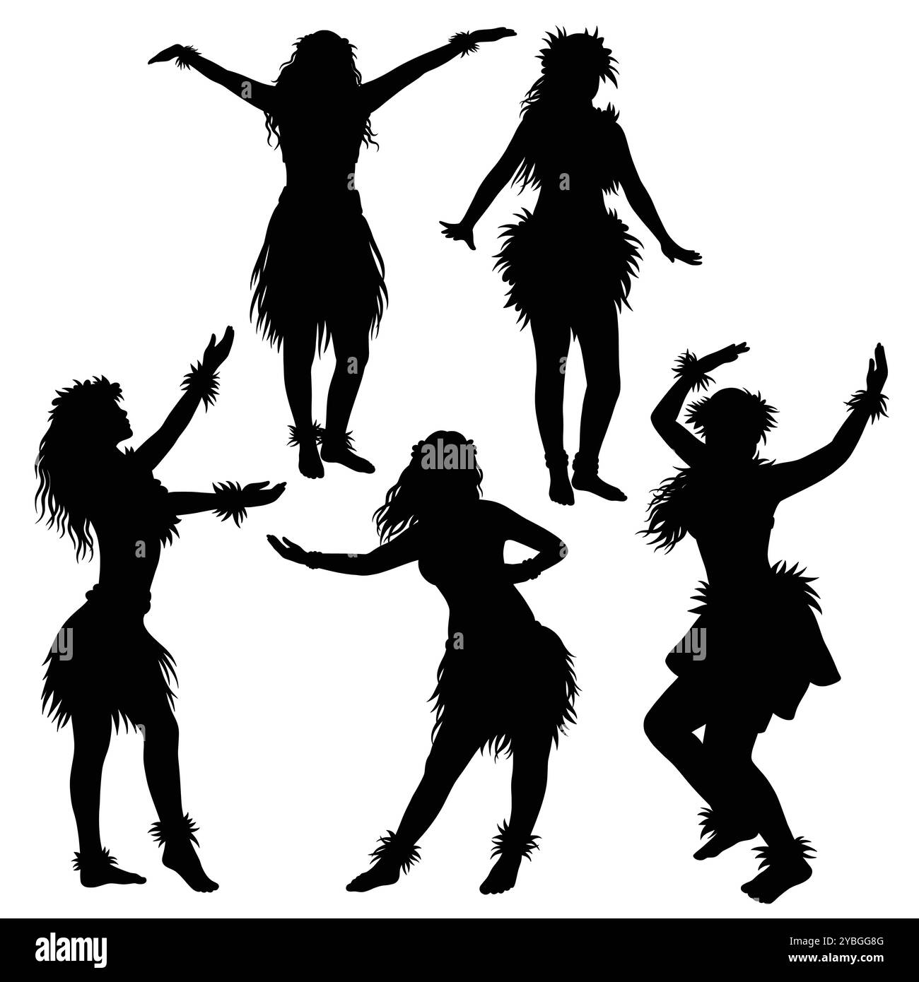 Hula girl hawaiian tahitian dance silhouette Stock Vector Image & Art ...
