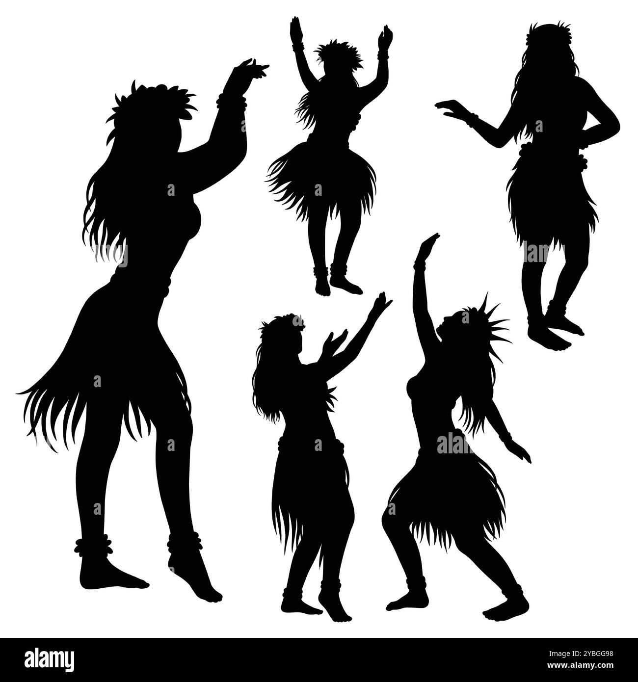 Hula girl hawaiian tahitian dance silhouette Stock Vector Image & Art ...