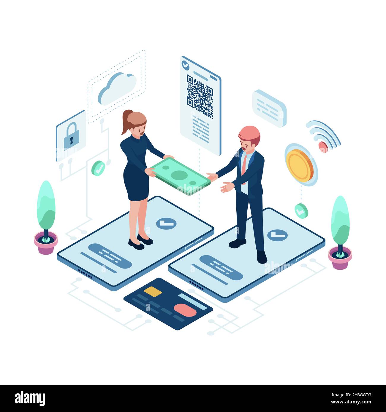 Peer to peer transaction Stock Vector Images - Alamy