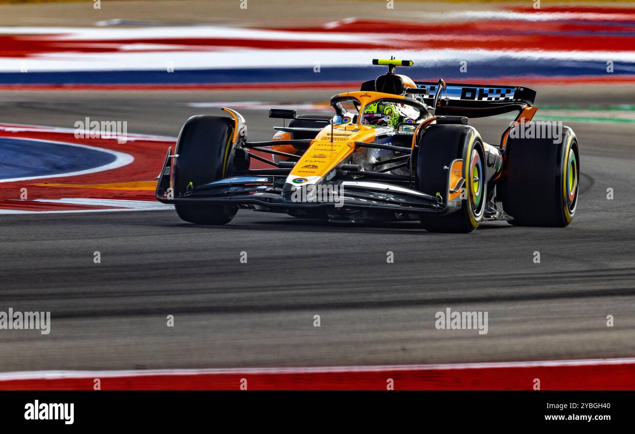 Austin, Texas - October 18th, 2024: Lando Norris, driver of the #4 ...