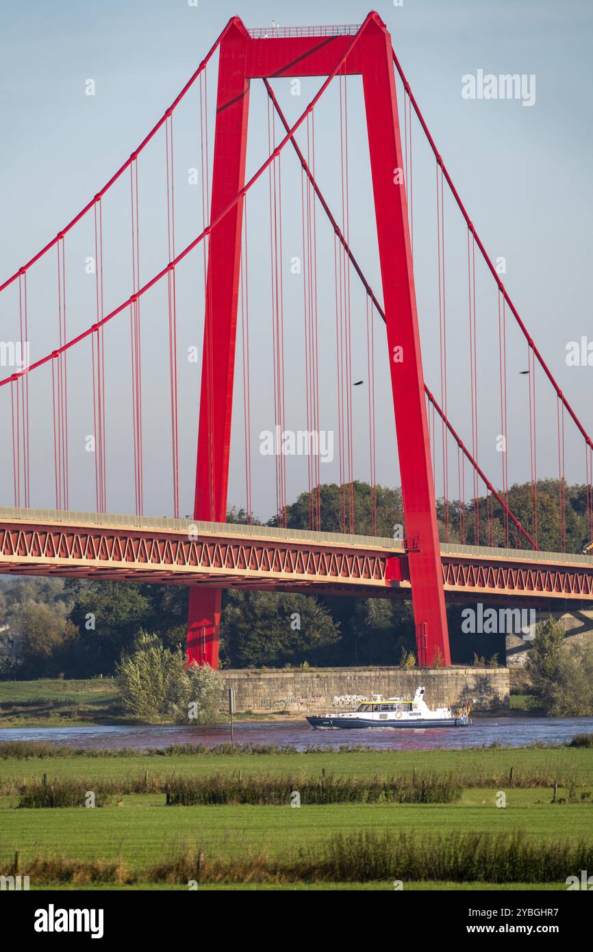 The Rhine bridge Emmerich, federal road B220, longest suspension bridge ...